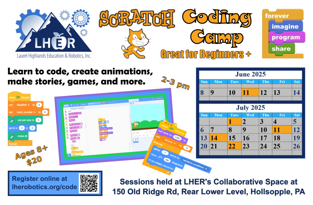Scratch Camp Ad 2025 - Laurel Highlands Education & Robotics